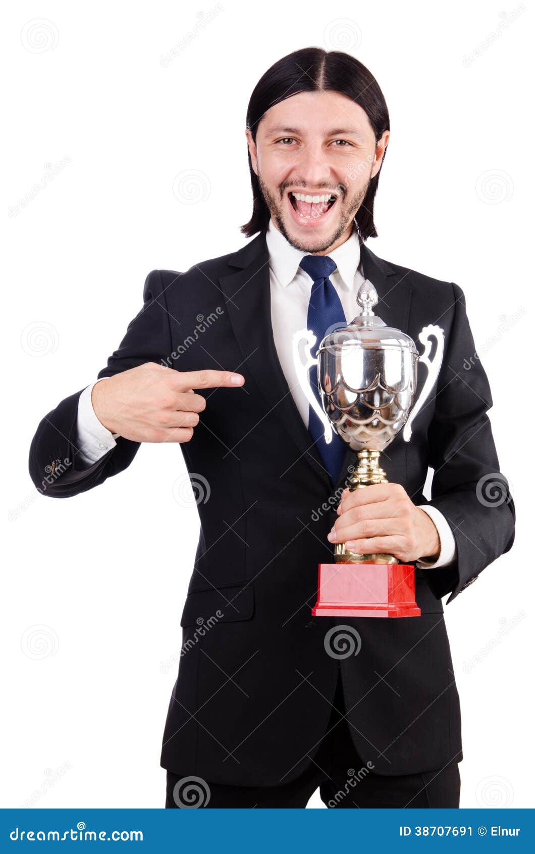 Businessman Awarded with Prize Cup Stock Image - Image of manager, gold ...