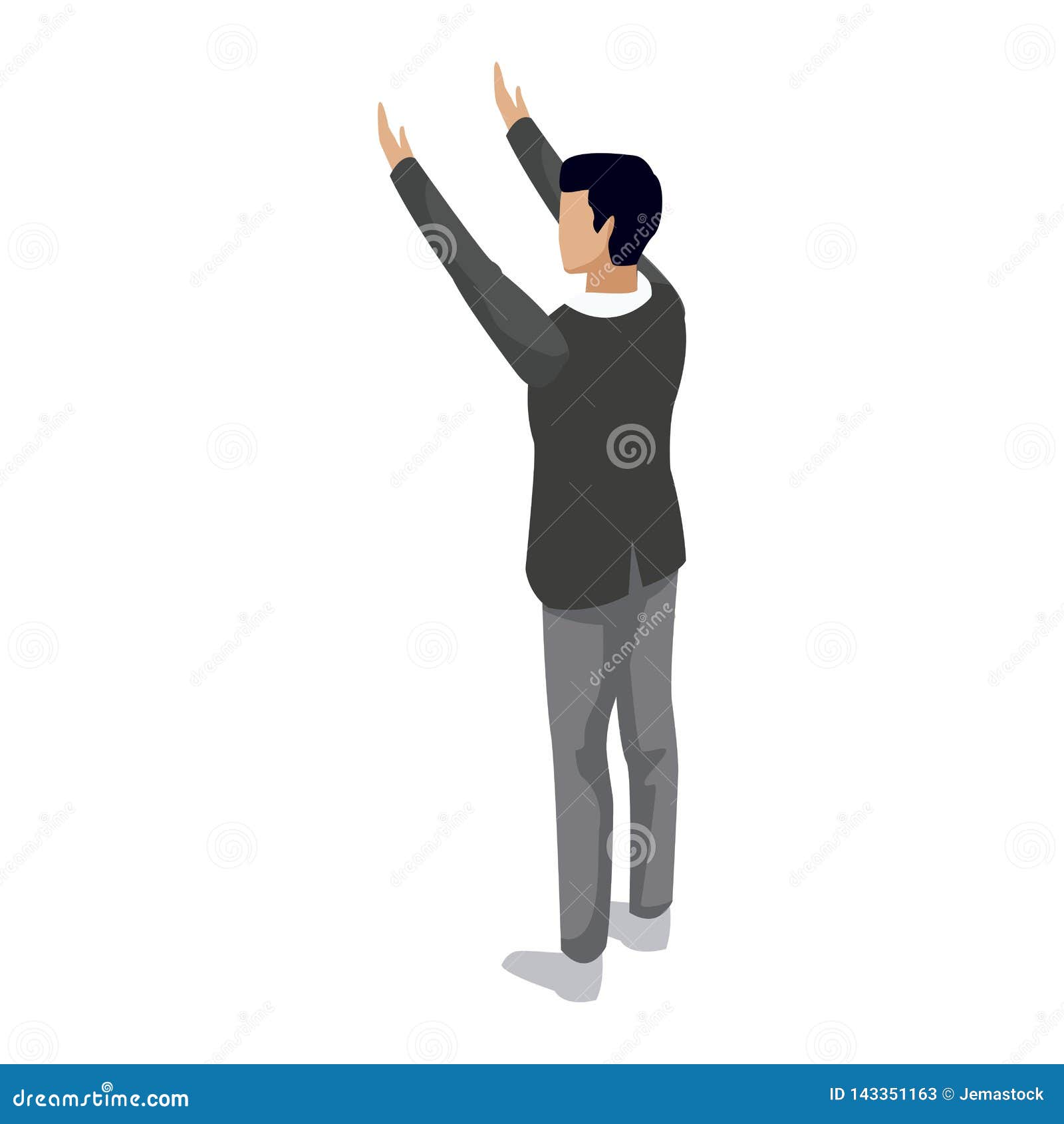 Businessman Back with Hands Up Stock Vector - Illustration of social ...