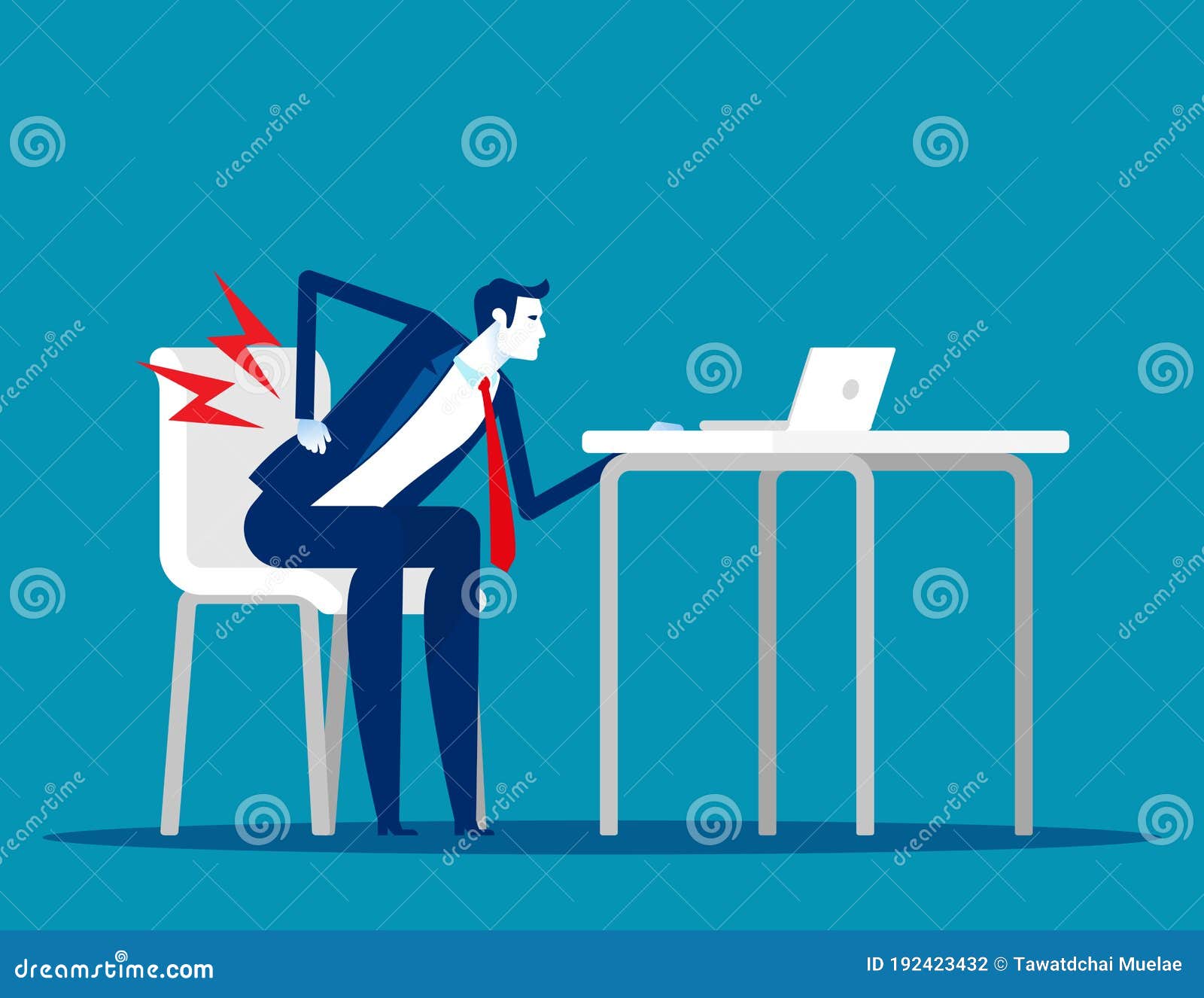 Businessman with Back Pain from Wrong Way To Sit at Work Stock Vector ...