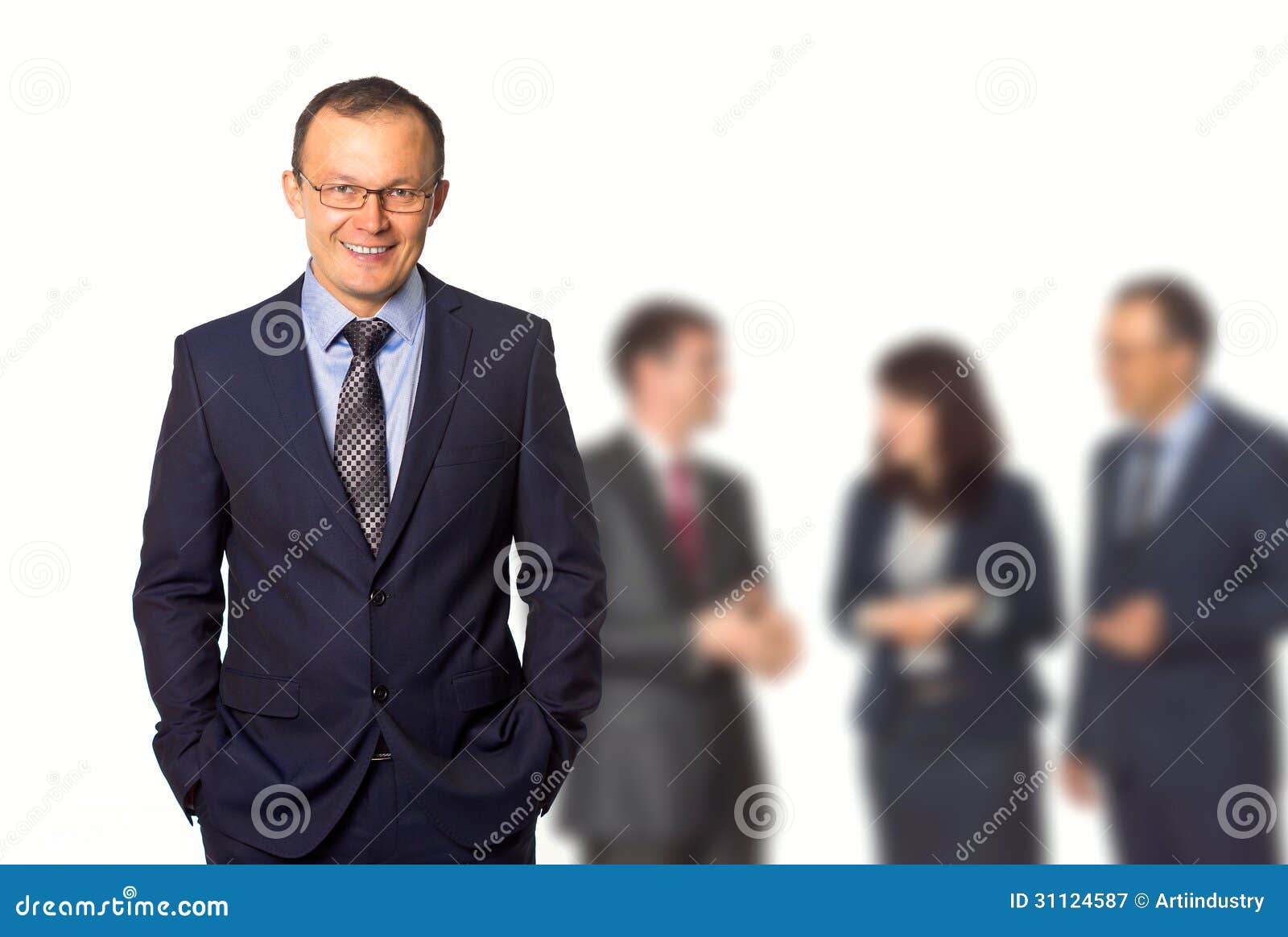Businessman on Background of Working People Stock Image - Image of ...
