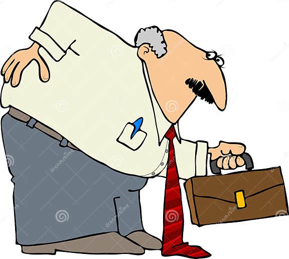 Businessman with a Bad Back Stock Illustration - Illustration of hurt ...