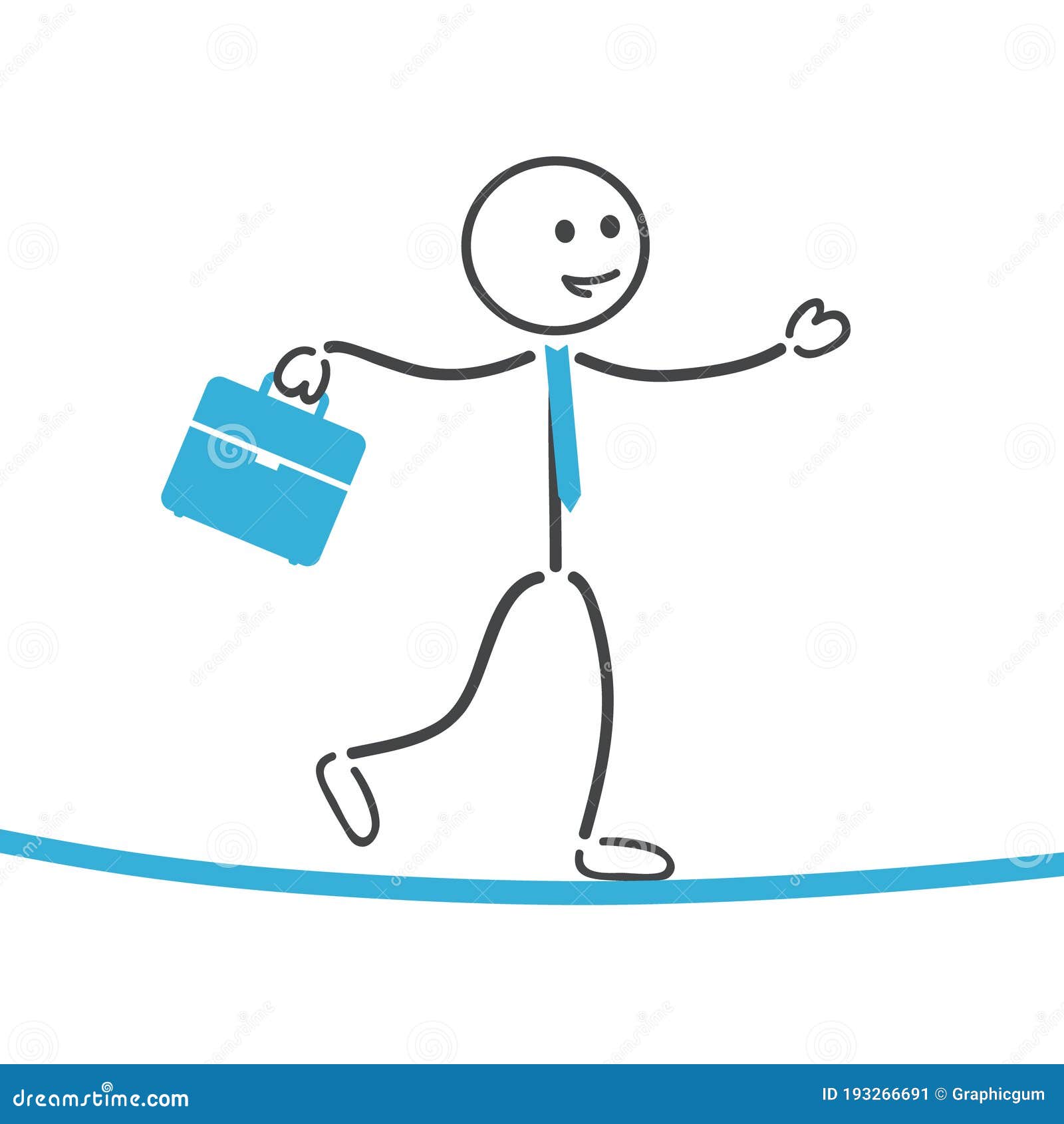 Businessman Balance on Rope Stick Man Cartoon Figure Stock Vector ...