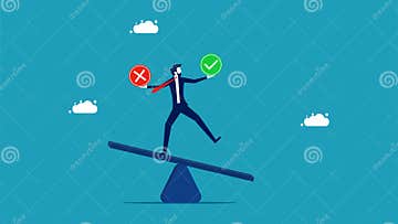 Businessman Balances Right and Wrong on the Scale. Vector Illustration Stock Vector ...