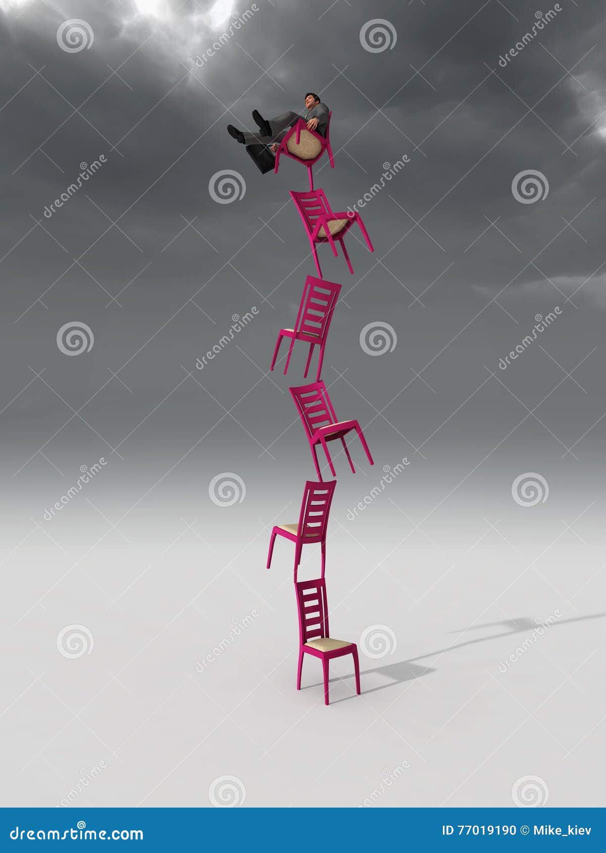 Businessman Balancing on a Chair Stock Illustration - Illustration of ...