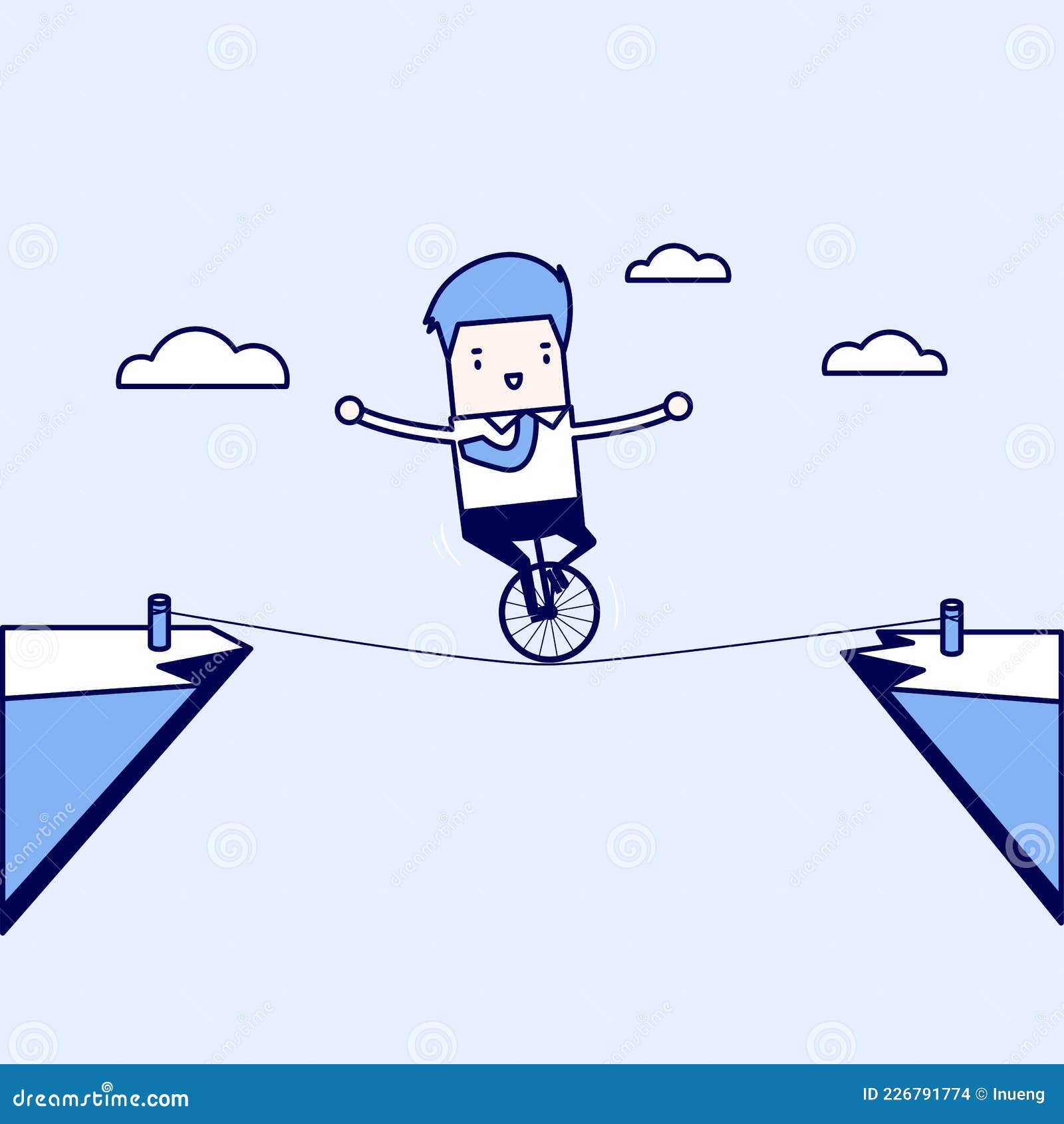 Businessman Balancing on the Rope. Cartoon Character Thin Line Style ...