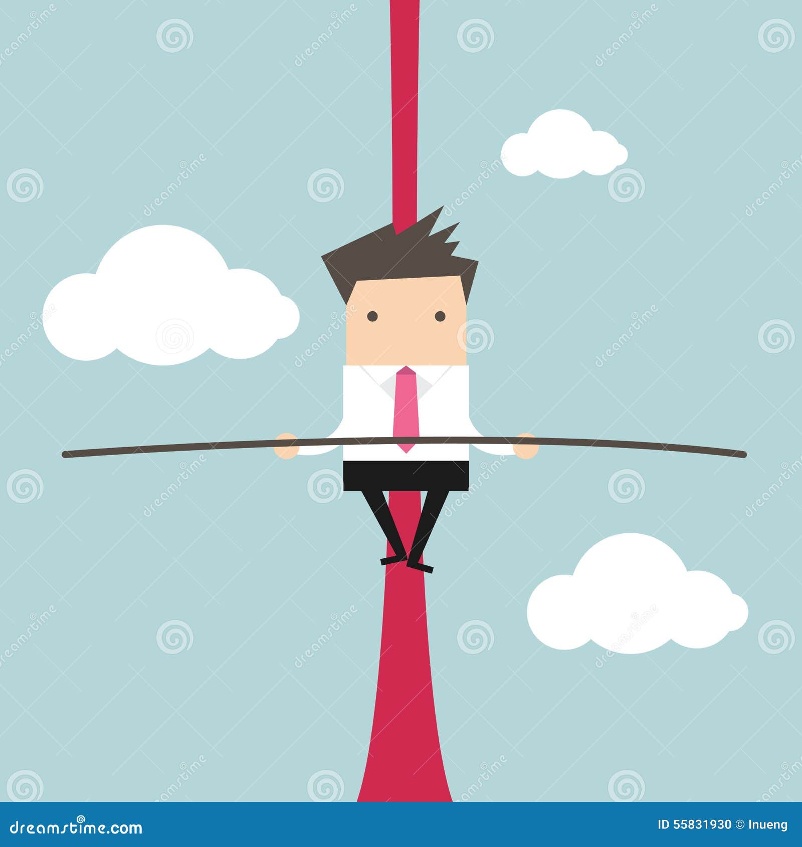 Businessman Balancing on Rope Stock Vector - Illustration of high ...