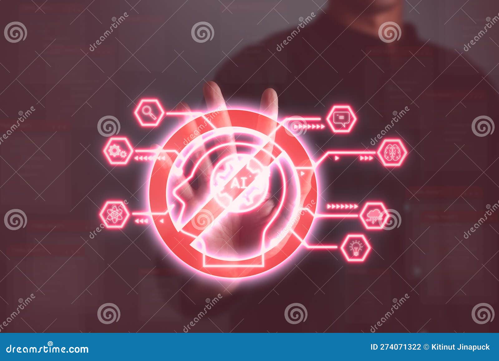Businessman Ban Artificial Intelligence Screen Stock Photo - Image of ...
