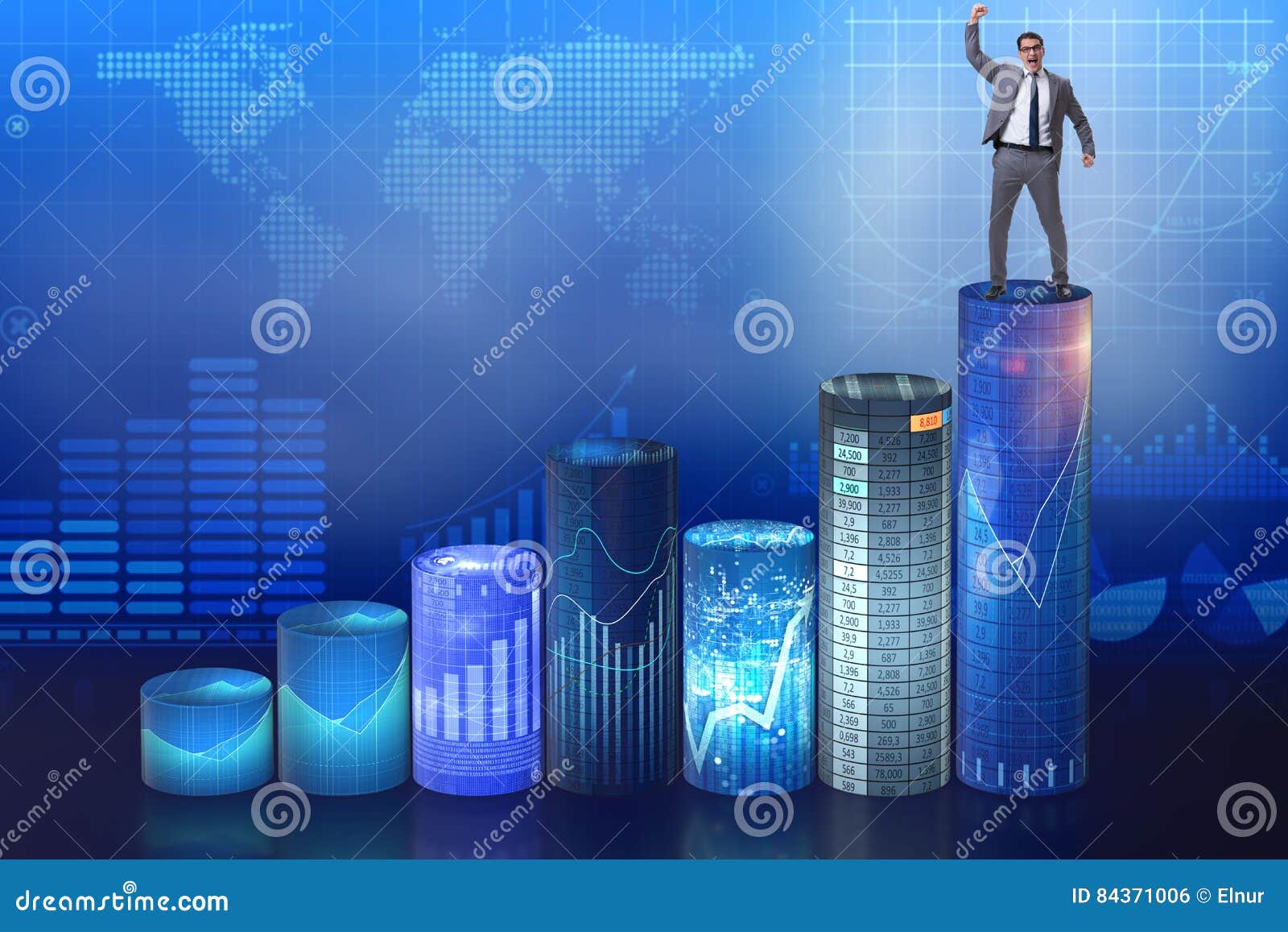 The Businessman on the Bar Charts in Business Concept Stock ...