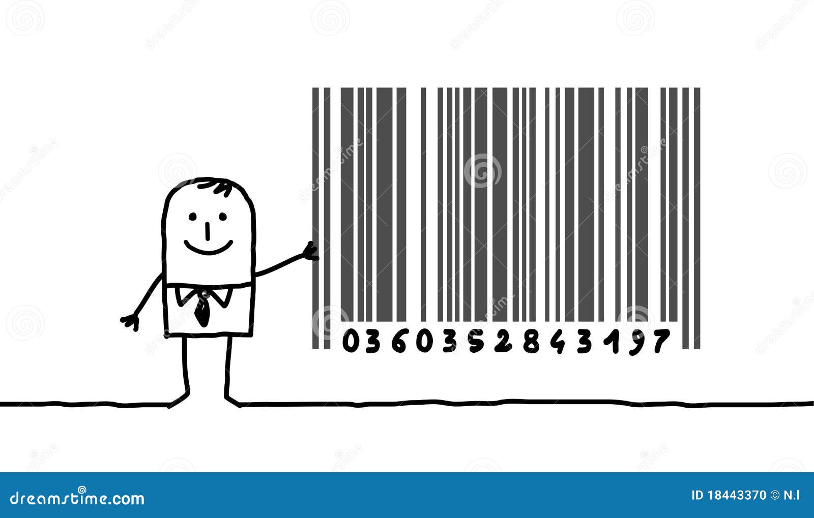 Businessman & bar code stock vector. Illustration of sale - 18443370