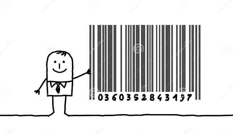Businessman & bar code stock vector. Illustration of sale - 18443370