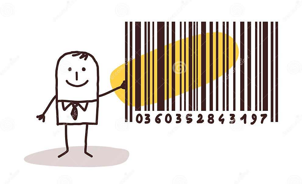 Businessman and bar code stock vector. Illustration of white - 66604360