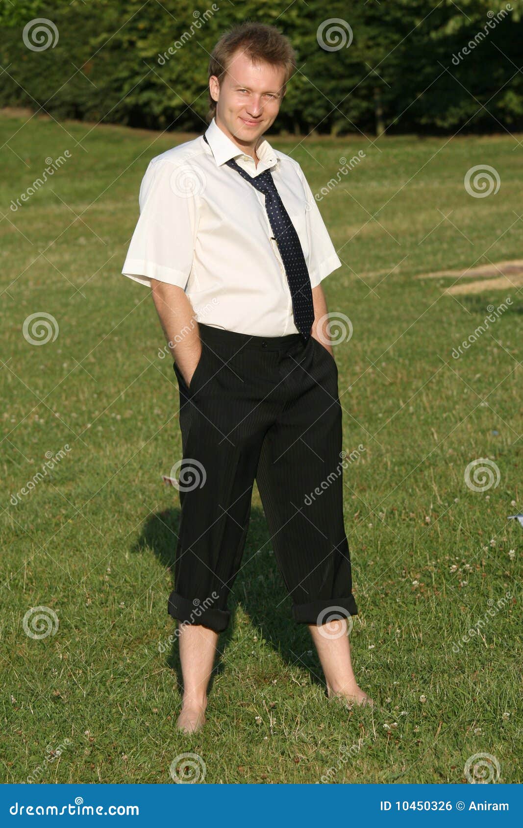 Businessman Barefoot on the Grass Stock Photo - Image of portrait ...
