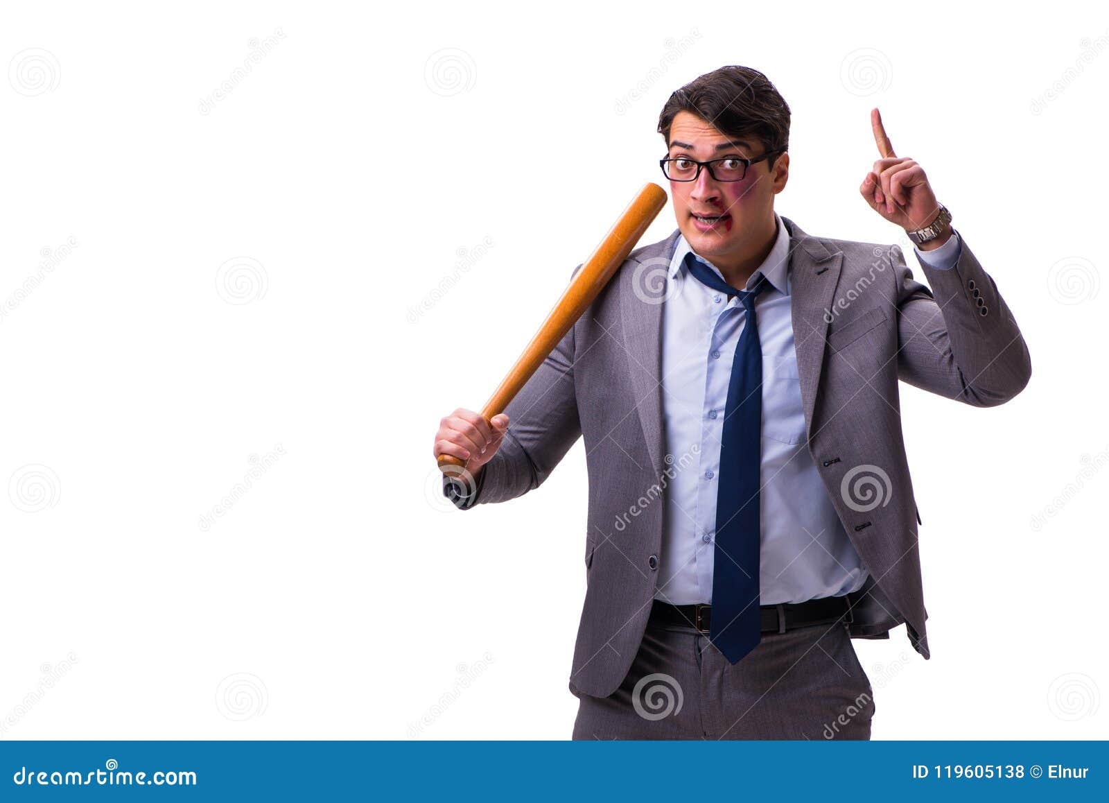 The Businessman with Baseball Bat Isolated on White Stock Photo - Image ...