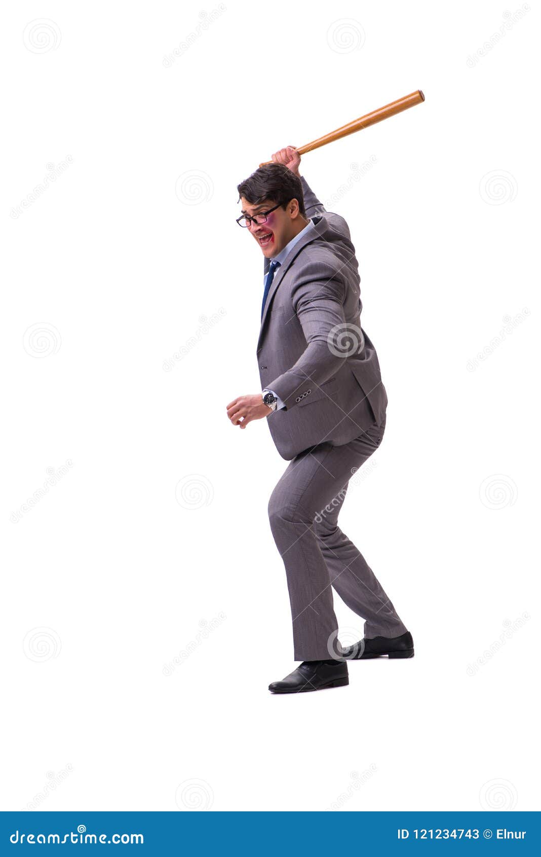 The Businessman with Baseball Bat Isolated on White Stock Image - Image ...