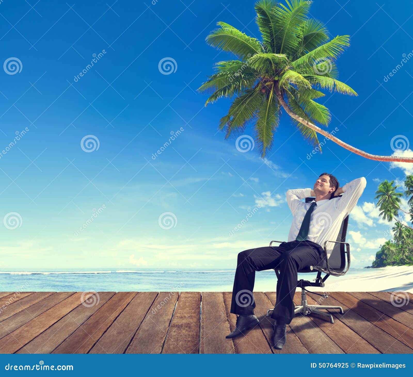 Businessman Beach Relaxation Getting Away from it All Concept Stock ...