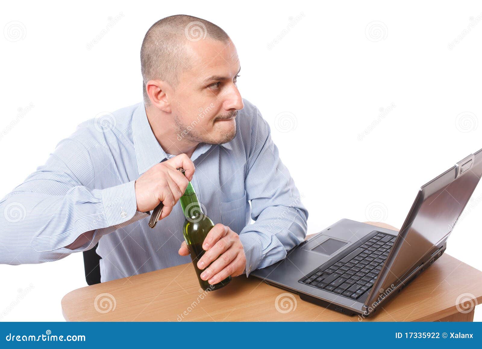 Businessman with Beer in the Office Stock Photo - Image of cutout ...