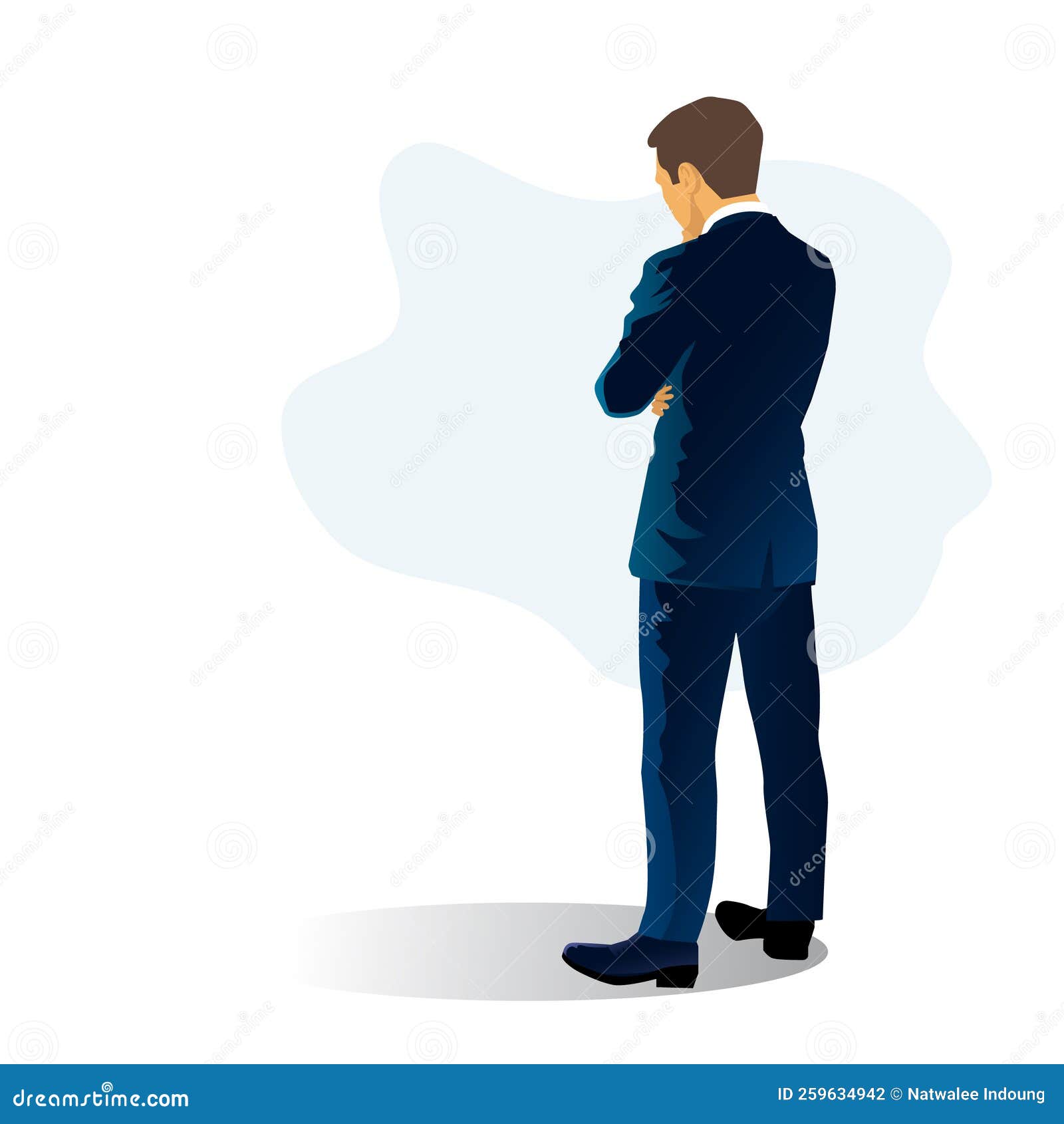 Businessman from Behind Looking at Something. Flat Style Design Stock ...