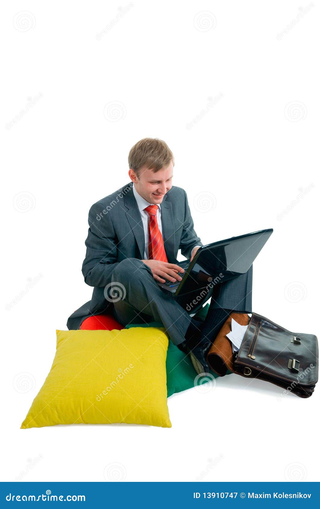 The Businessman Behind the Working Computer Stock Image - Image of ...