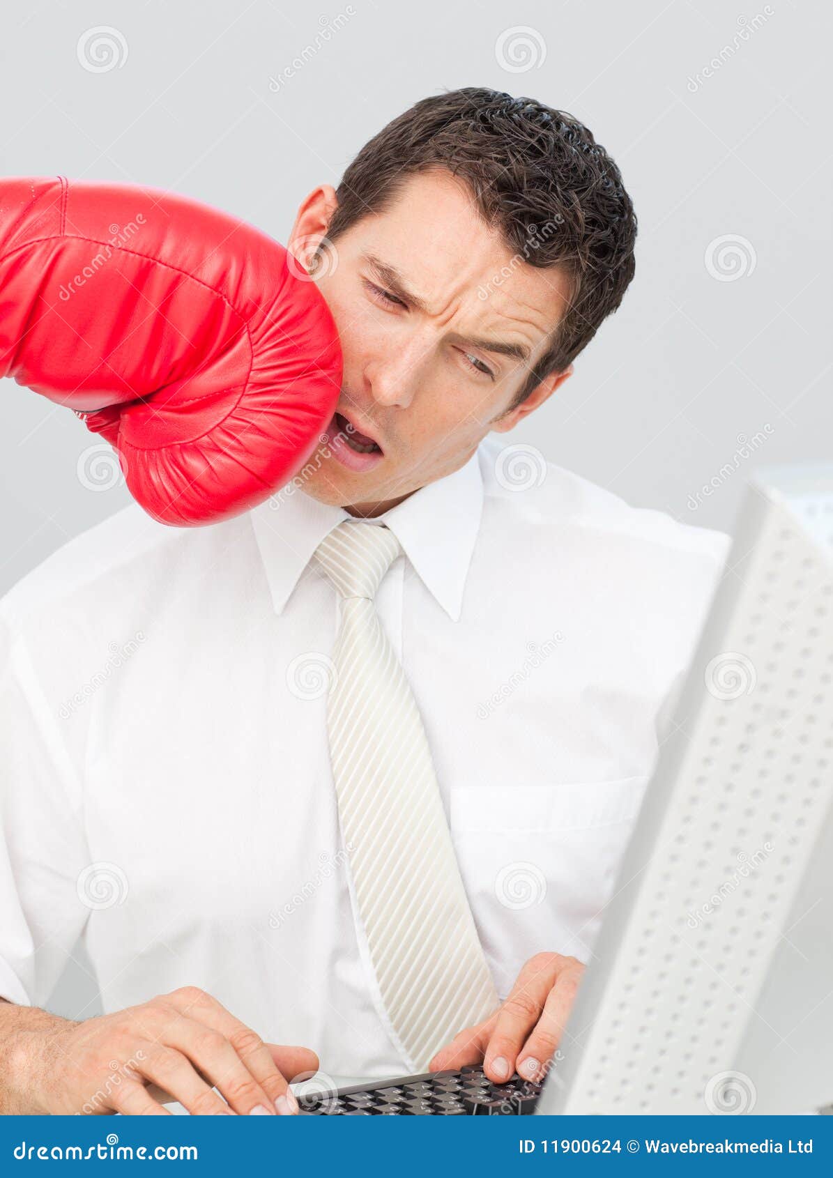 A Businessman Being Boxed in His Face Stock Photo - Image of male ...