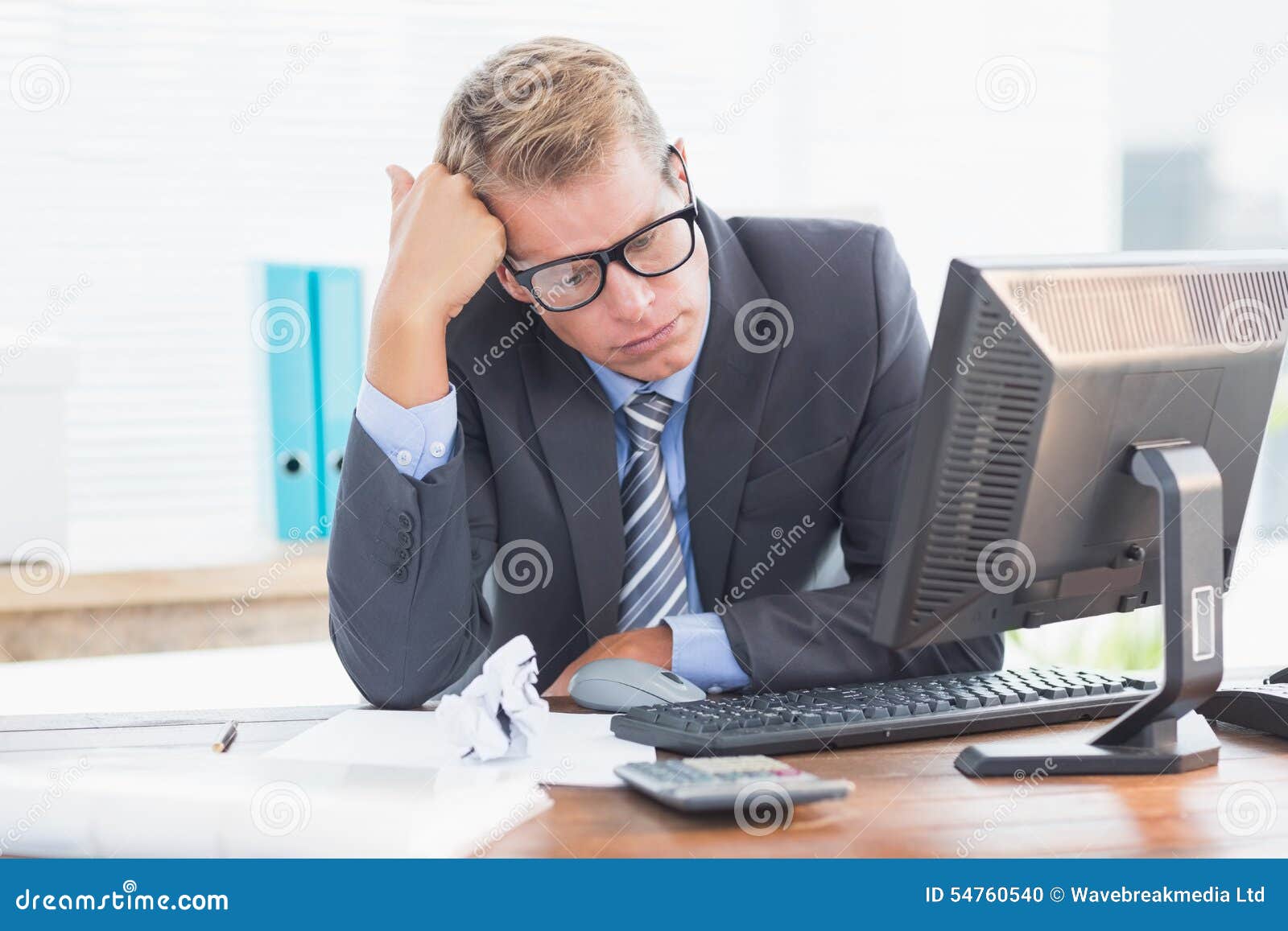 Businessman Being Depressed by Accounting Stock Photo - Image of ...