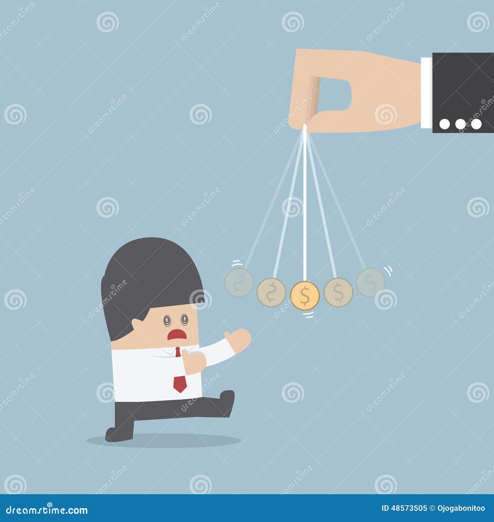 Businessman Being Hypnotized with a Dollar Coin Stock Vector ...