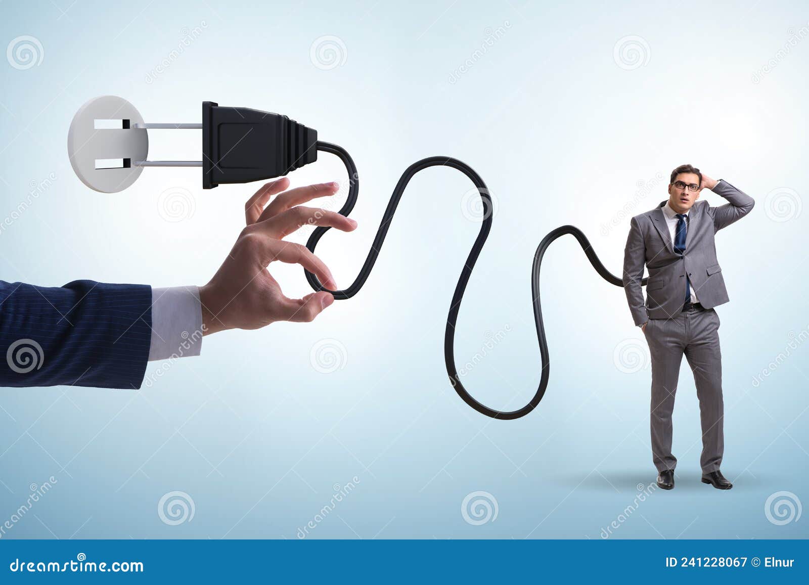 Businessman Being Powered by Electric Power Stock Image - Image of plug ...