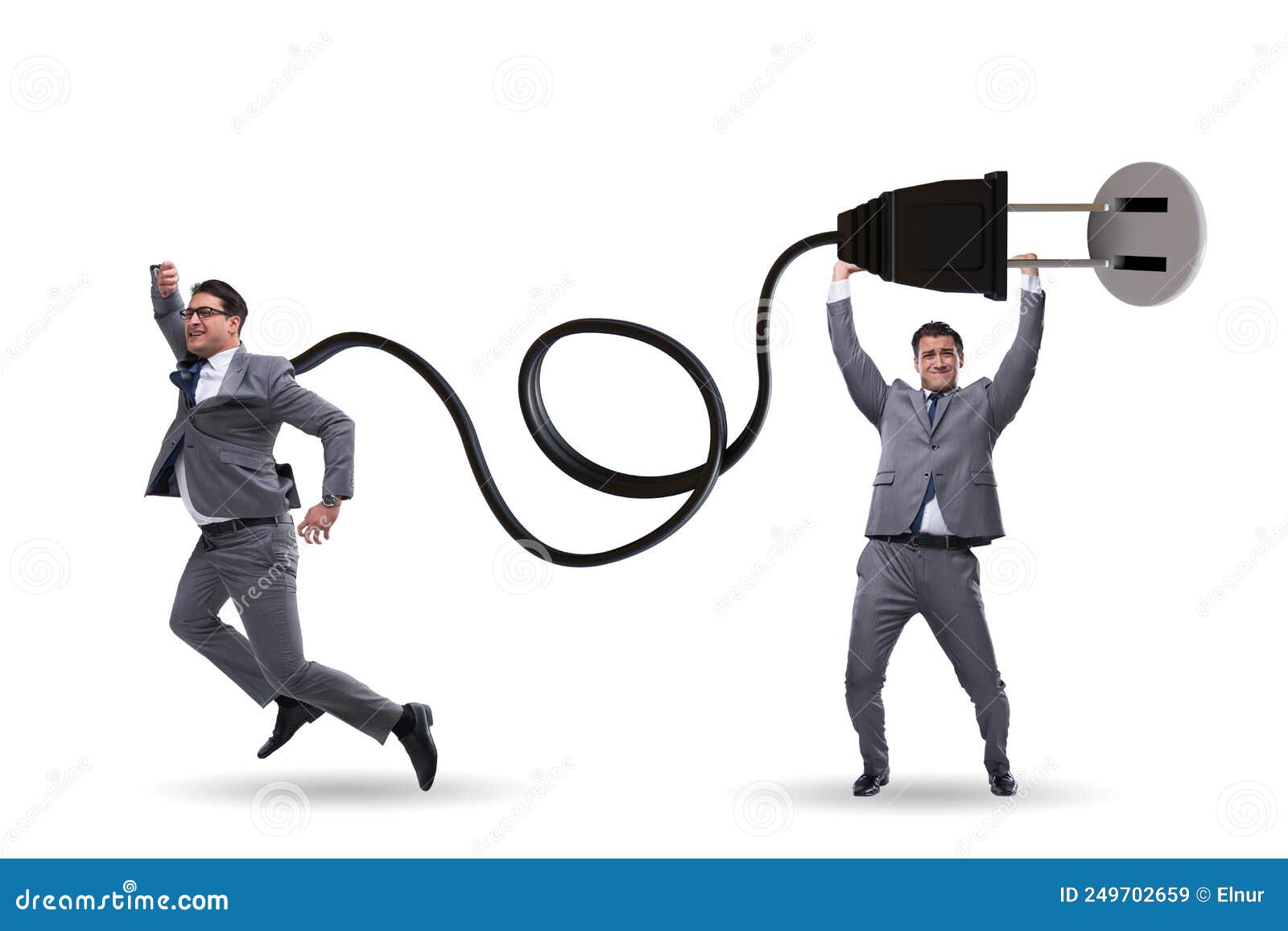 Businessman Being Powered by Electric Power Stock Image - Image of ...