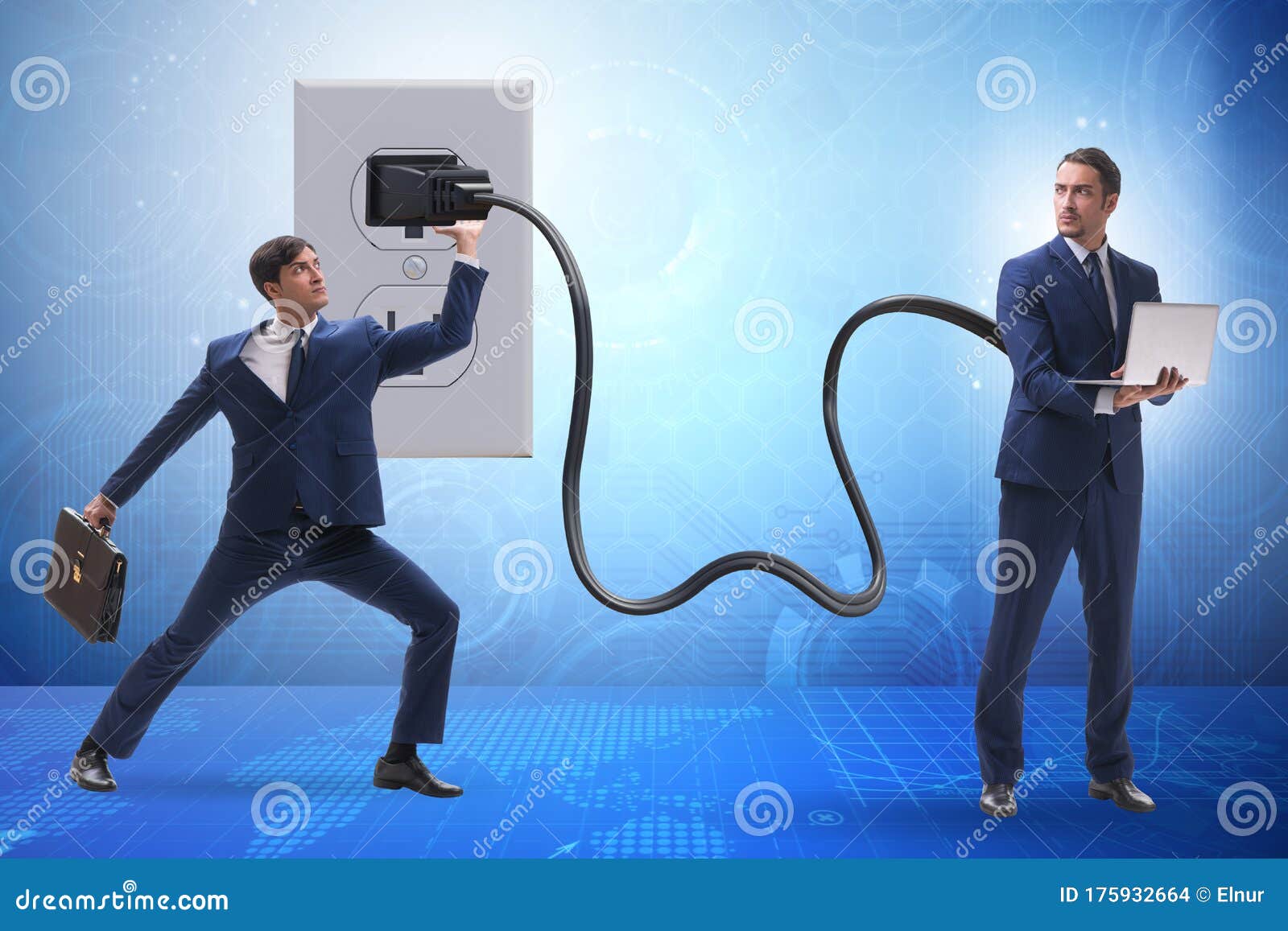 Businessman Being Powered by Electricity and Plug Stock Photo - Image ...