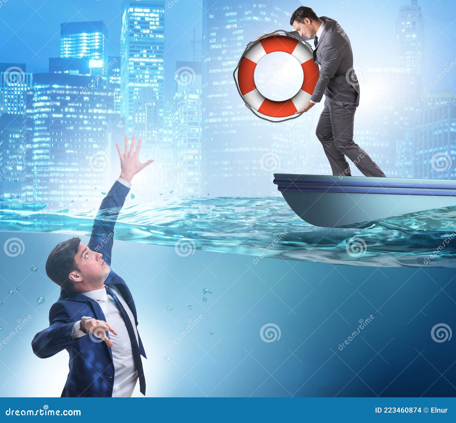 Businessman Being Saved from Drowning Stock Photo - Image of payment ...