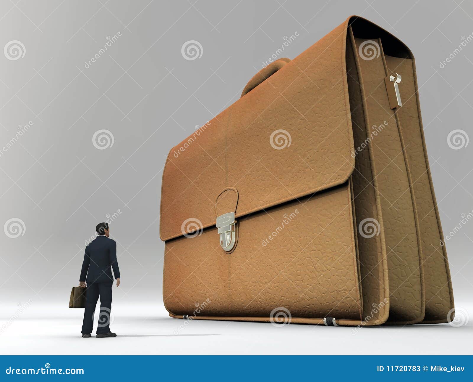 Businessman before Big Case Stock Illustration - Illustration of ...