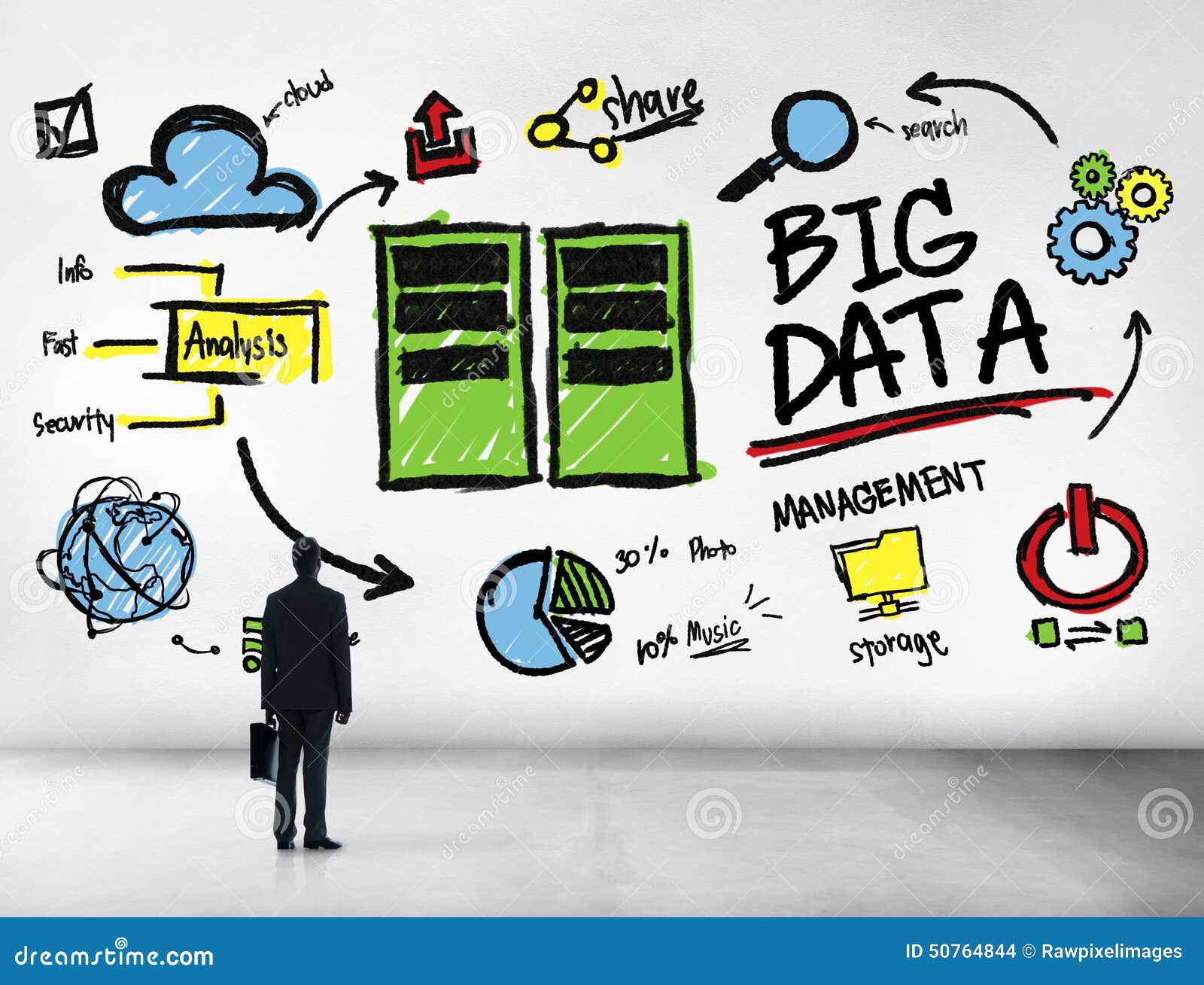 Businessman Big Data Management Looking Up Concept Stock Photo - Image ...