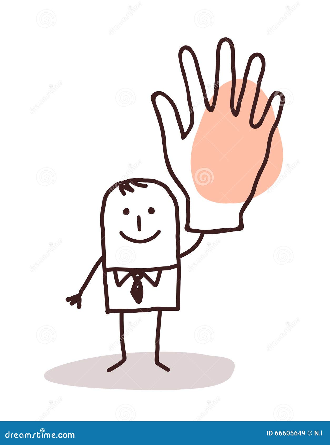 Businessman with Big Hand Up Stock Vector - Illustration of humor, vote ...
