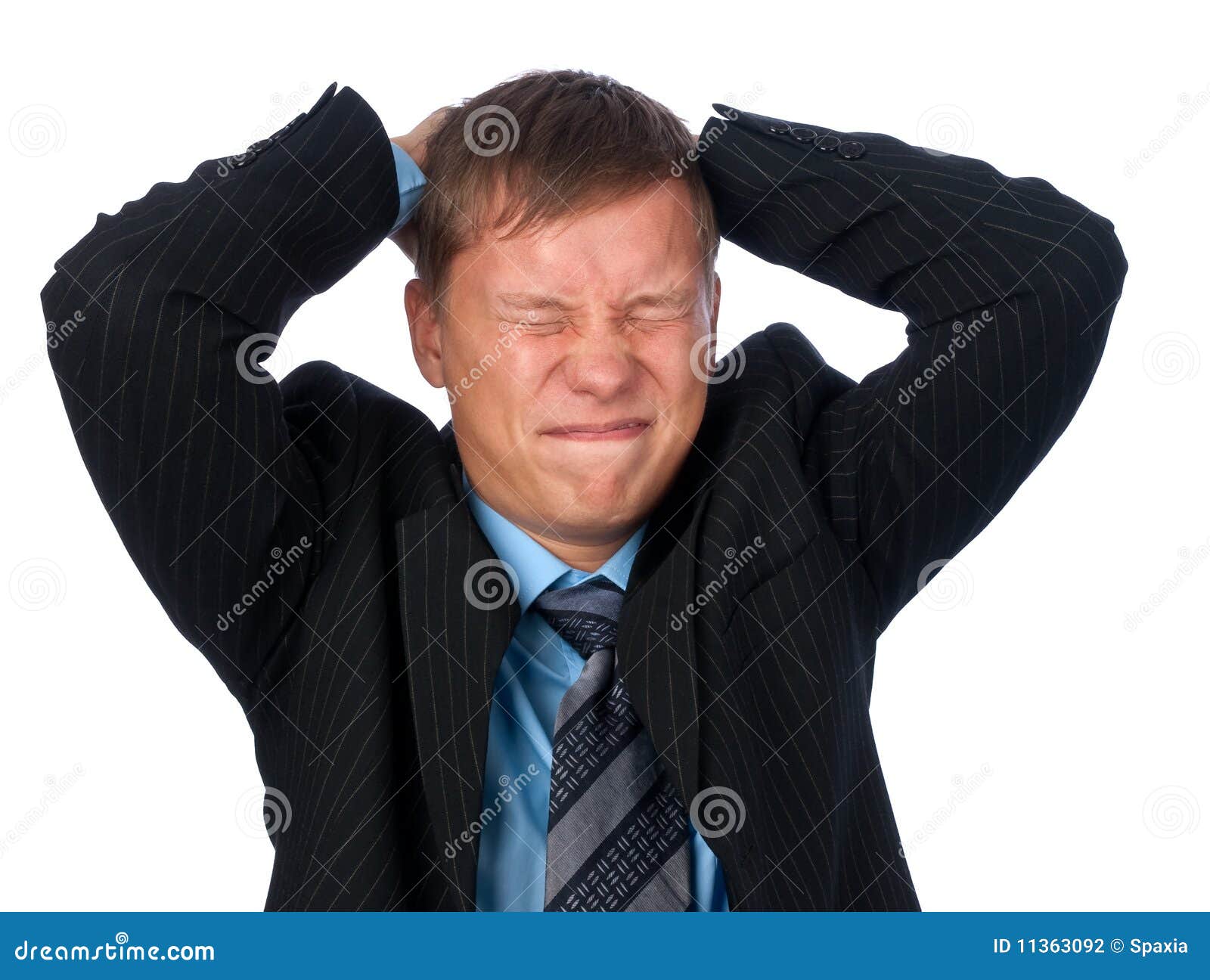 Businessman with a Big Headache Stock Photo - Image of male, modern ...