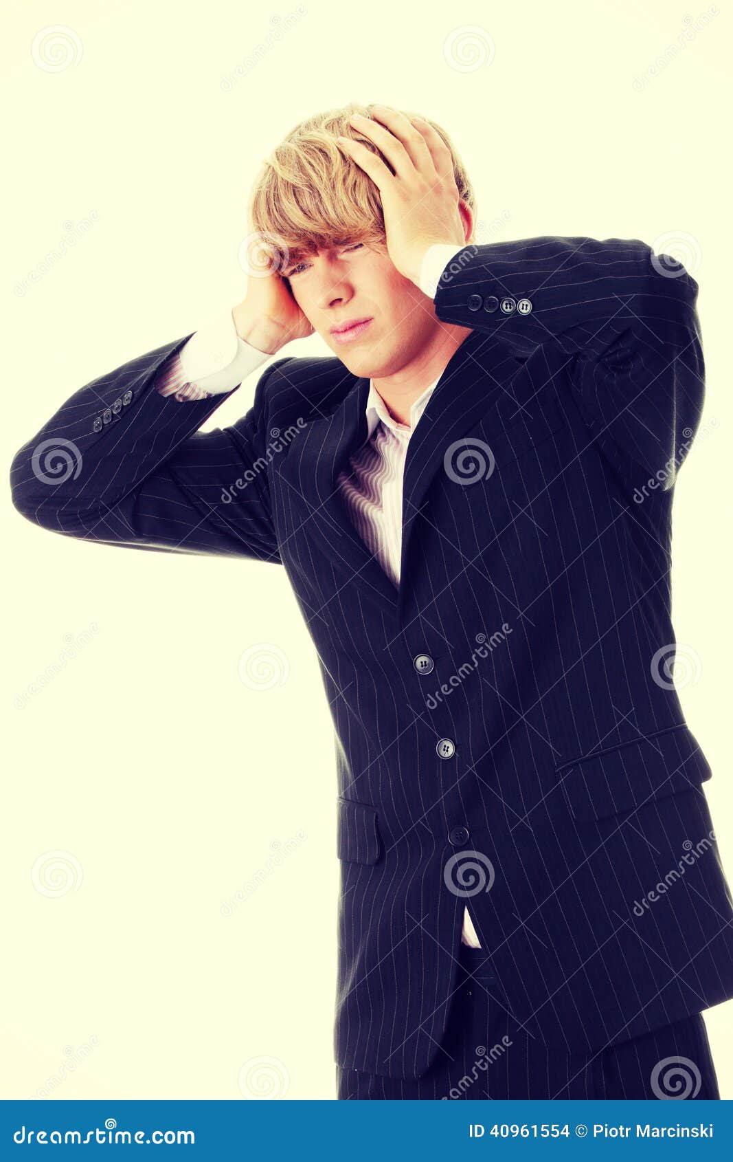 Businessman with a Big Headache Stock Photo - Image of executive ...