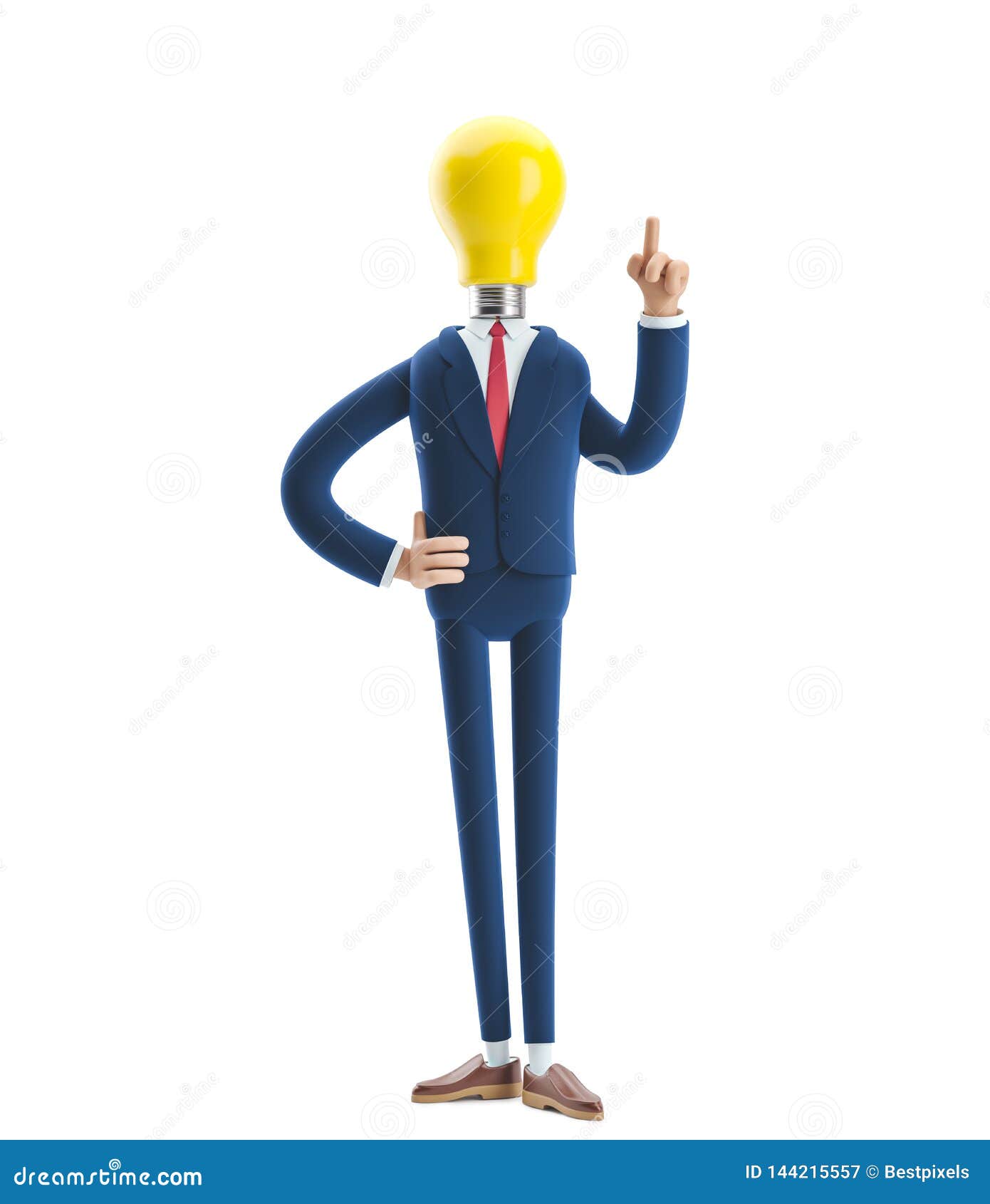 3d Illustration. Businessman Billy with Yellow Bulb. Innovation and ... 3d Illustration. Businessman Billy with Yellow Bulb. Innovation and ...