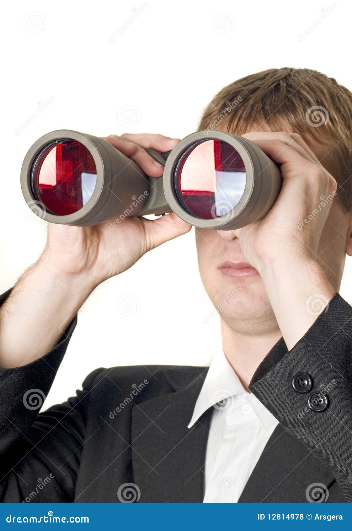 Businessman with Binoculars Searching Stock Photo - Image of male ...