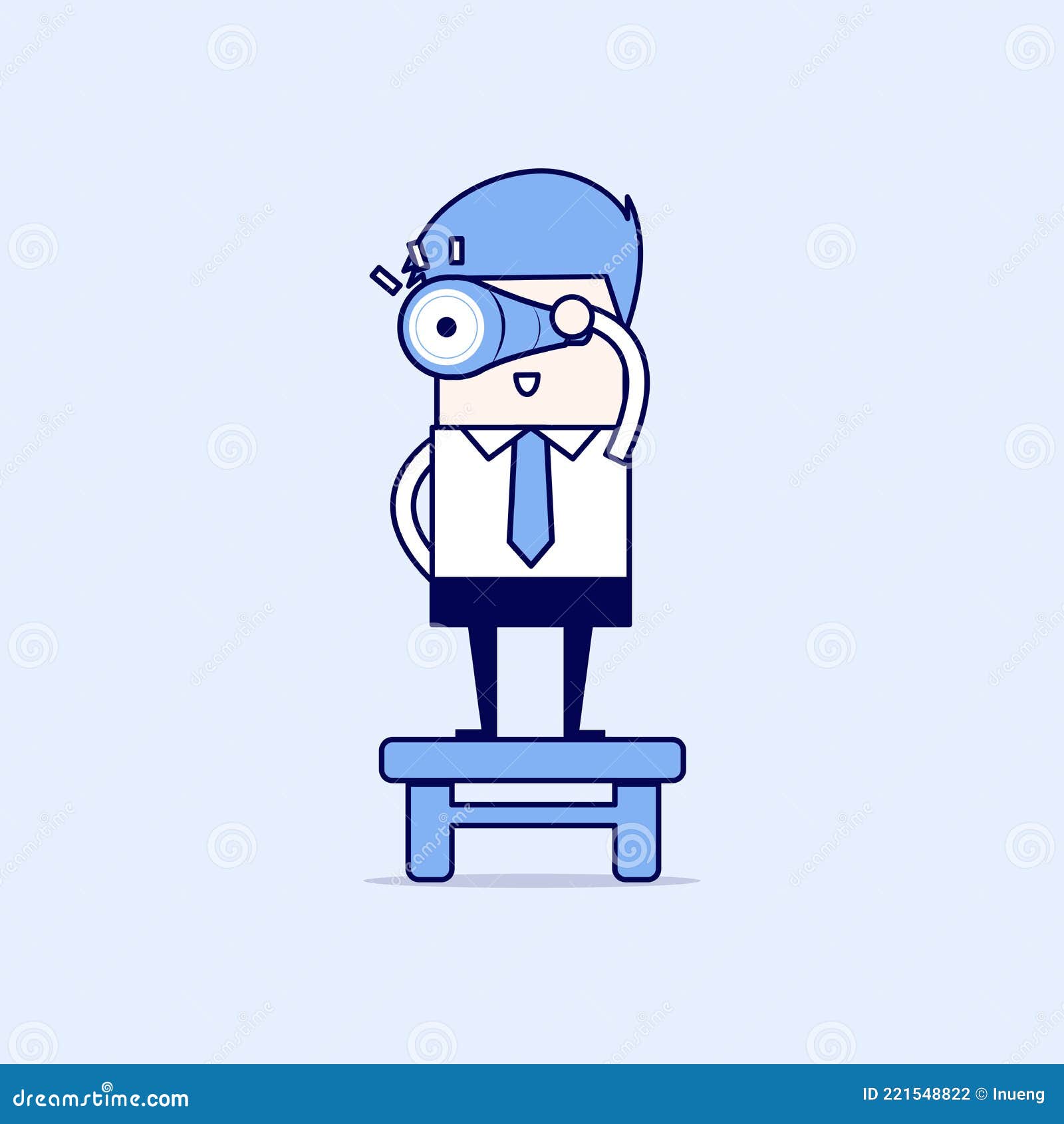 Businessman with Binoculars, Vision Concept. Cartoon Character Thin ...