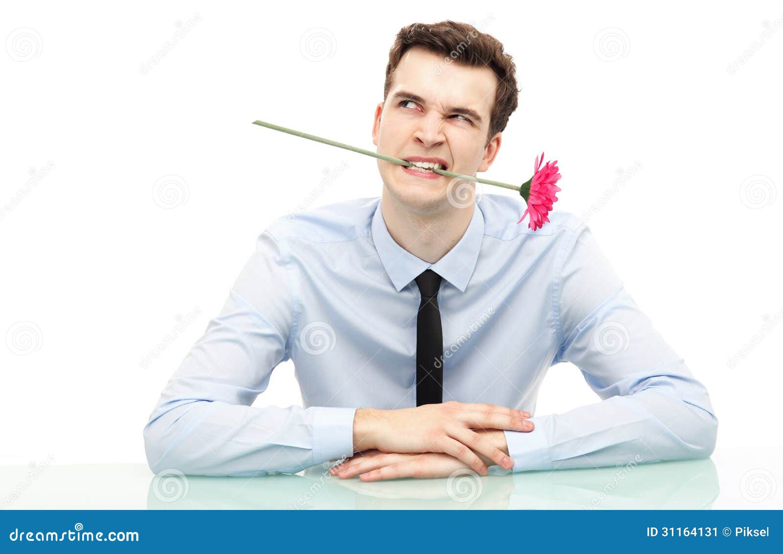 Businessman biting flower stock image. Image of funny - 31164131