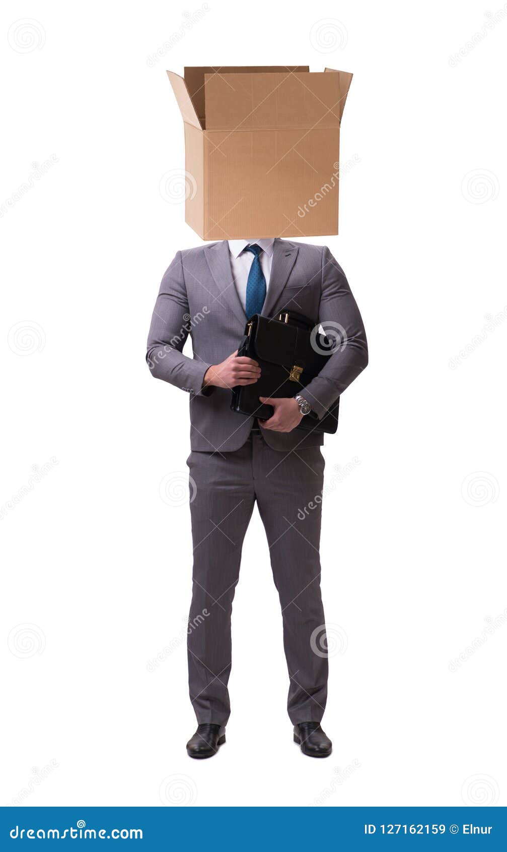 The Businessman with Blank Box on His Head Stock Image - Image of face ...