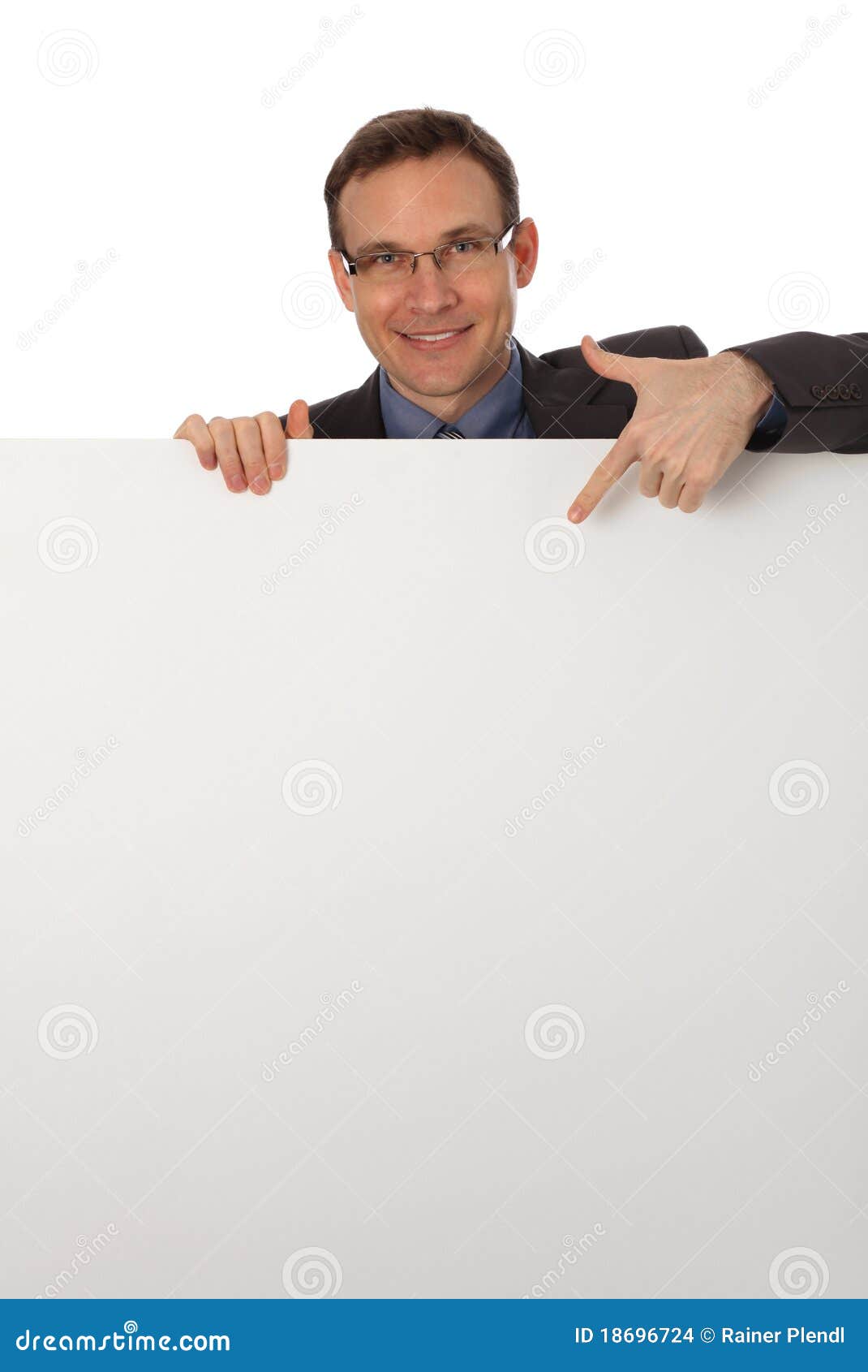 Businessman with Blank Sign Stock Photo - Image of happy, copy: 18696724