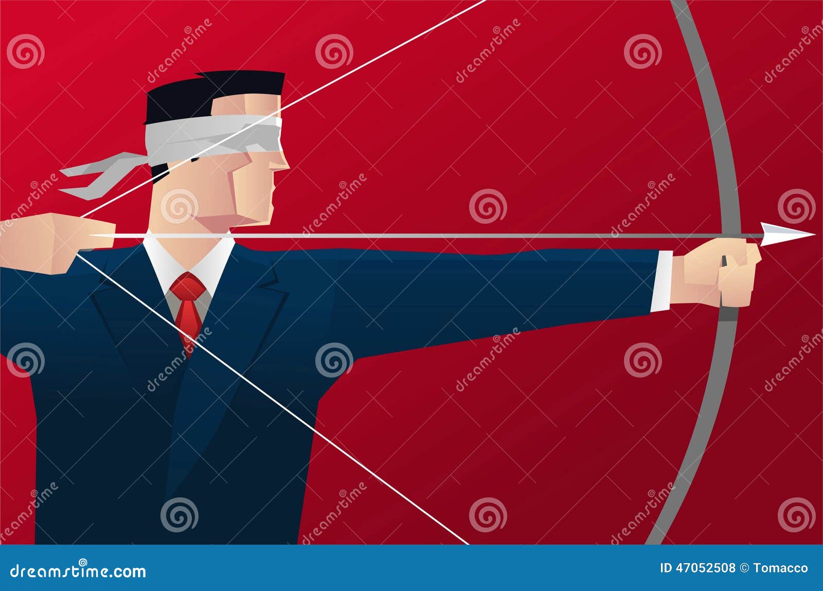 Businessman Blindfold Hitting Target with Bow and Arrow Stock ...