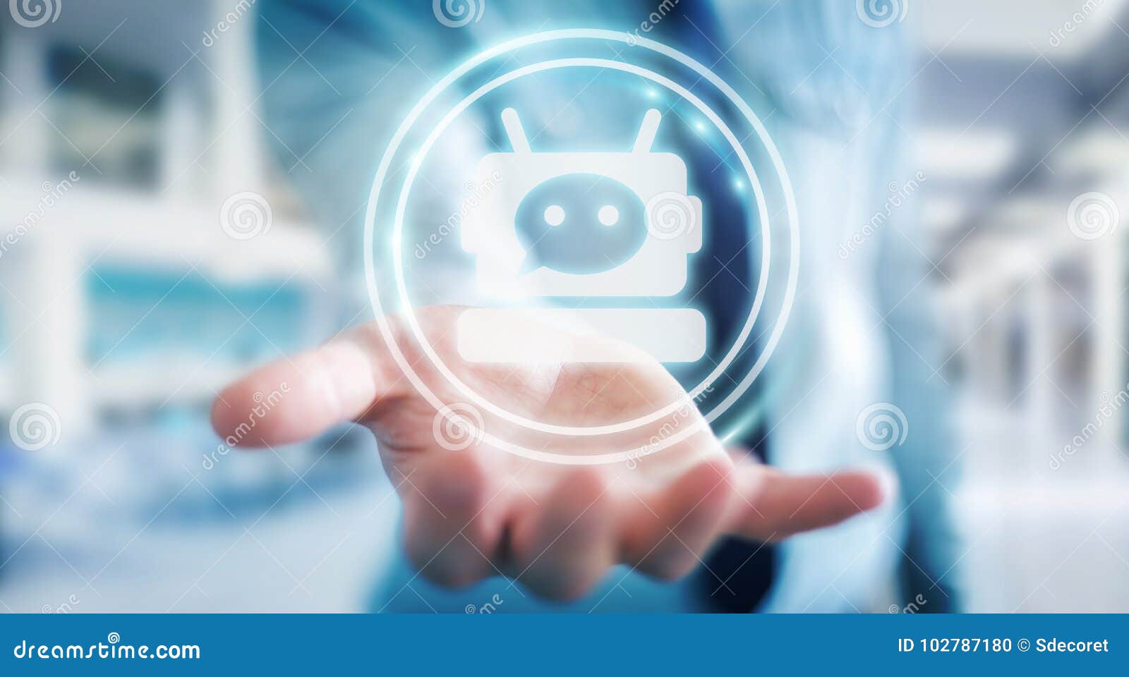 Businessman Chatting with Chatbot Application 3D Rendering Stock ...