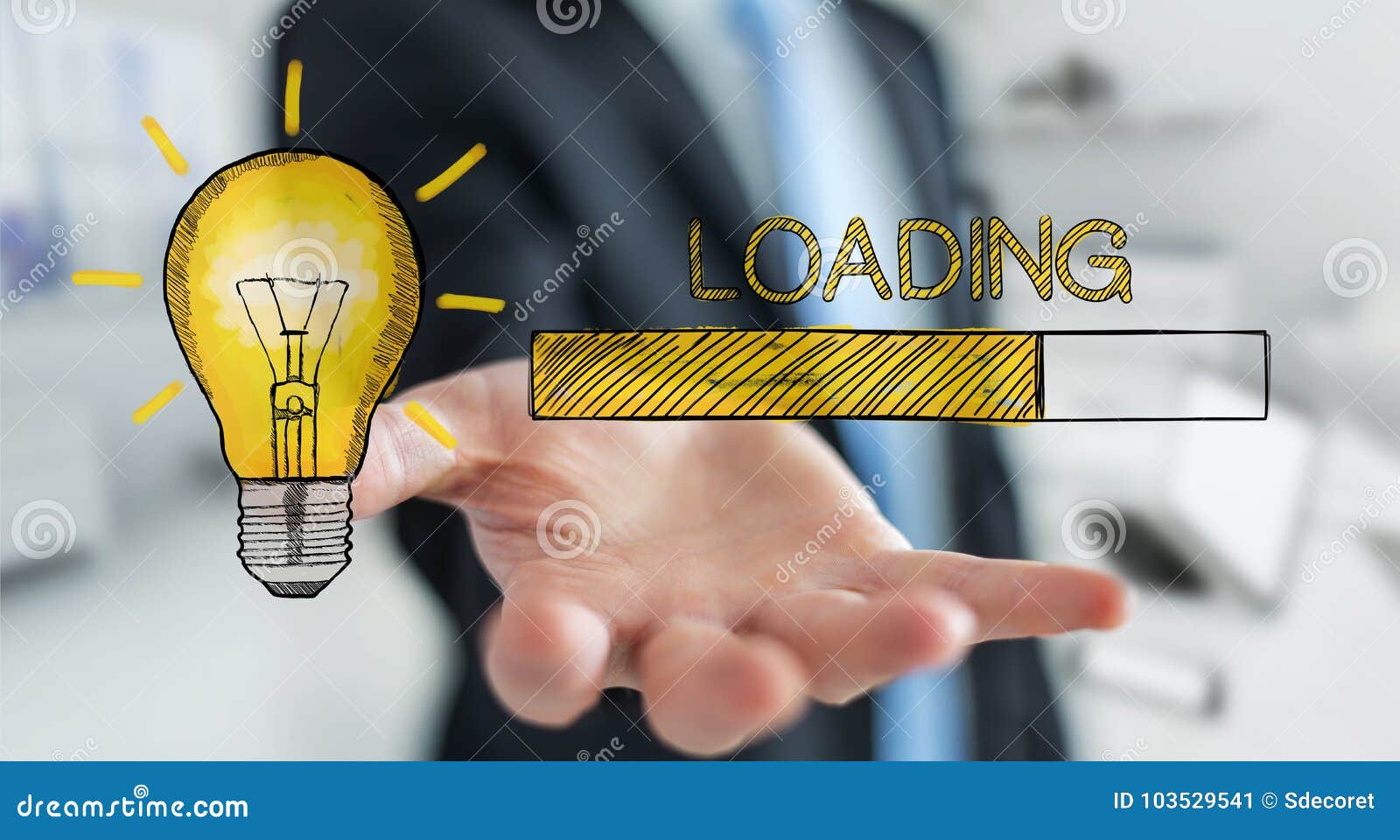 Businessman Holding and Touching Loading Sketch Stock Illustration ...