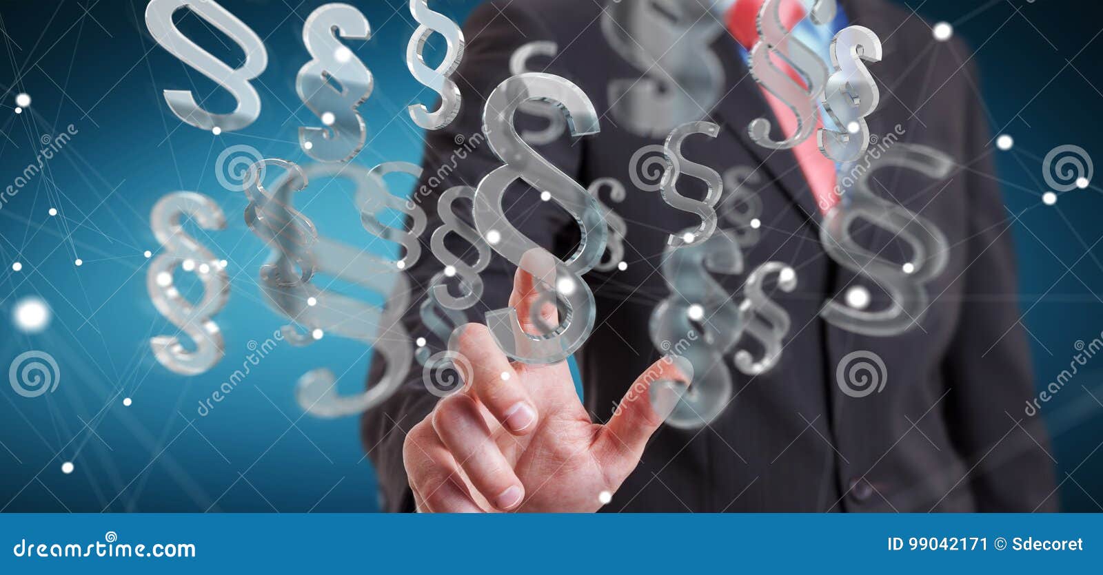 Businessman Using Law Paragraph Symbol 3D Rendering Stock Illustration ...