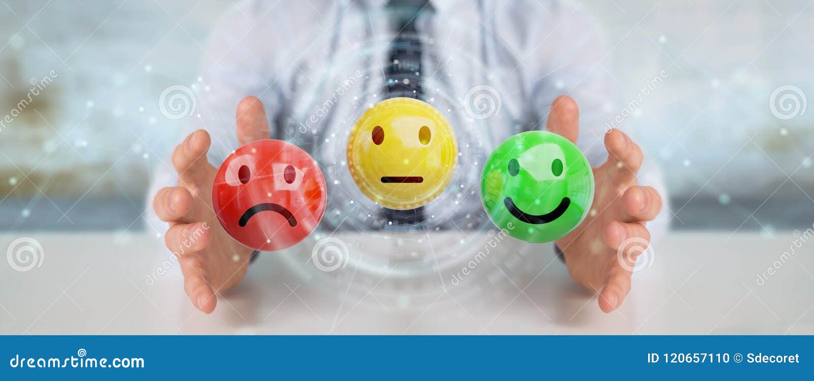 Businessman Using Customer Satisfaction Rating 3D Rendering Stock ...