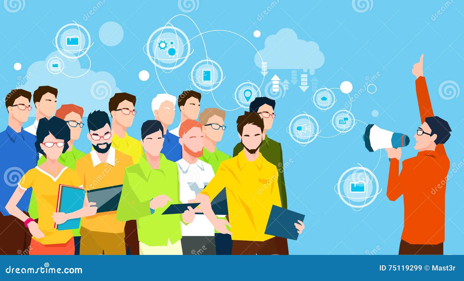 Businessman Boss Hold Megaphone Loudspeaker Colleagues Business People ... Businessman Boss Hold Megaphone Loudspeaker Colleagues Business People ...