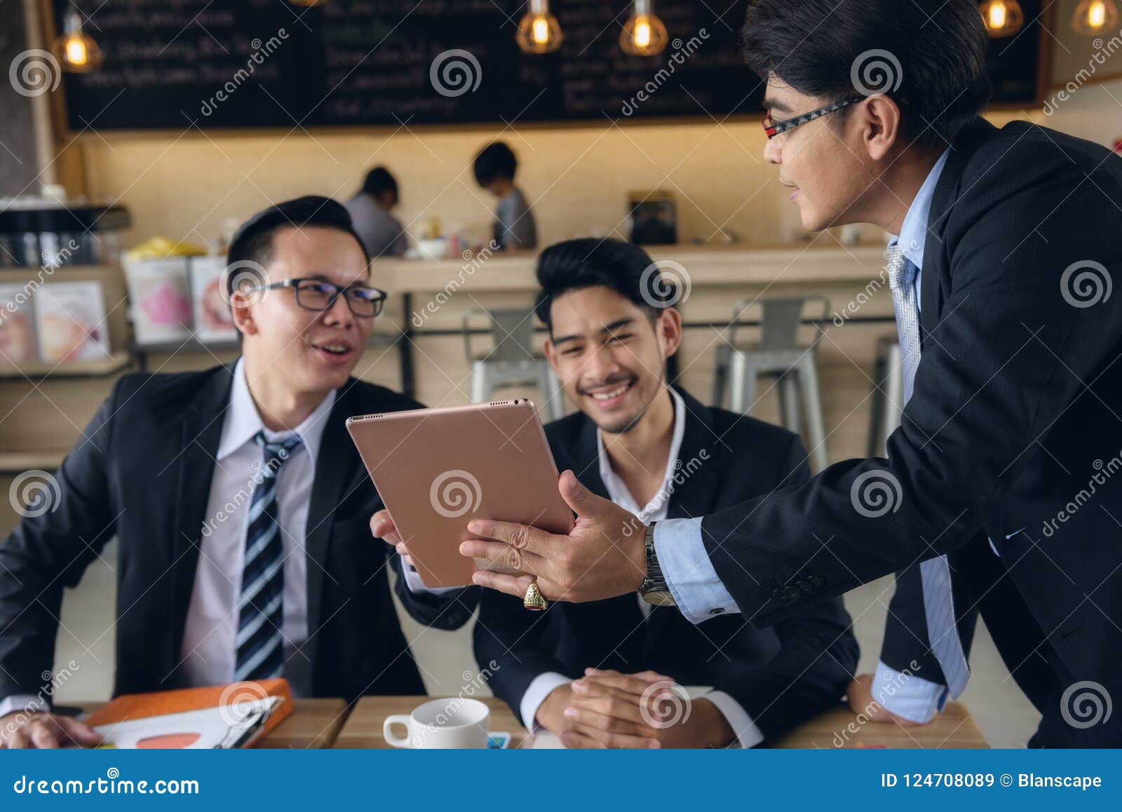 Business Team Meeting in Coffee Shop Stock Image - Image of fintech ...