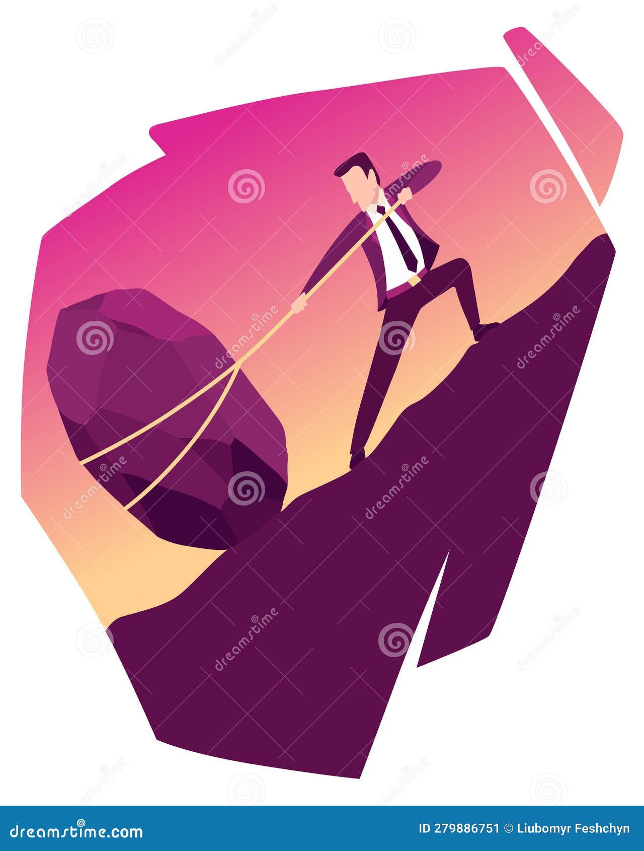 One Person Conquering Adversity, Standing On Mountain Peak At Sunset ...