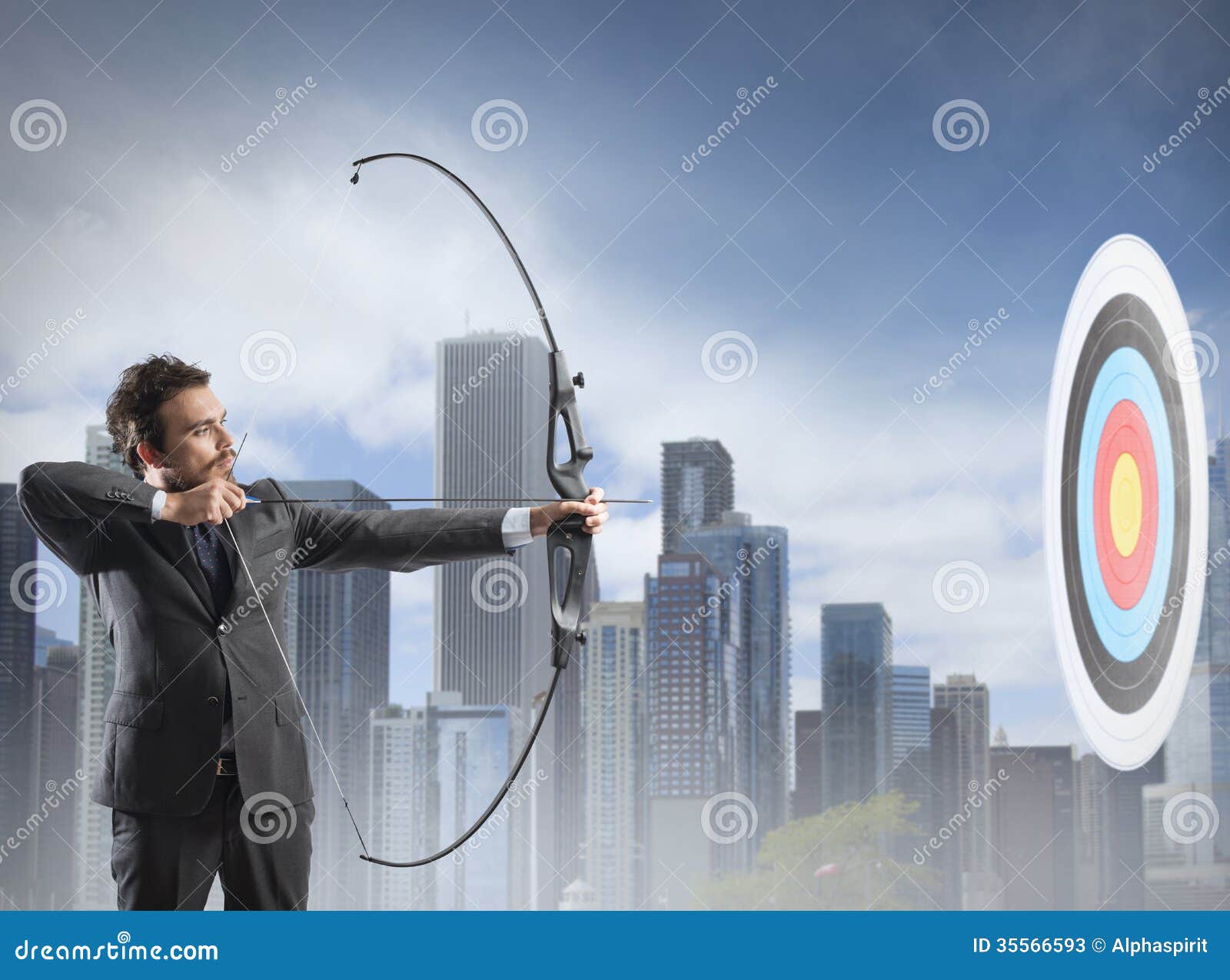 Businessman with Bow and Arrow Stock Image - Image of reach, city: 35566593