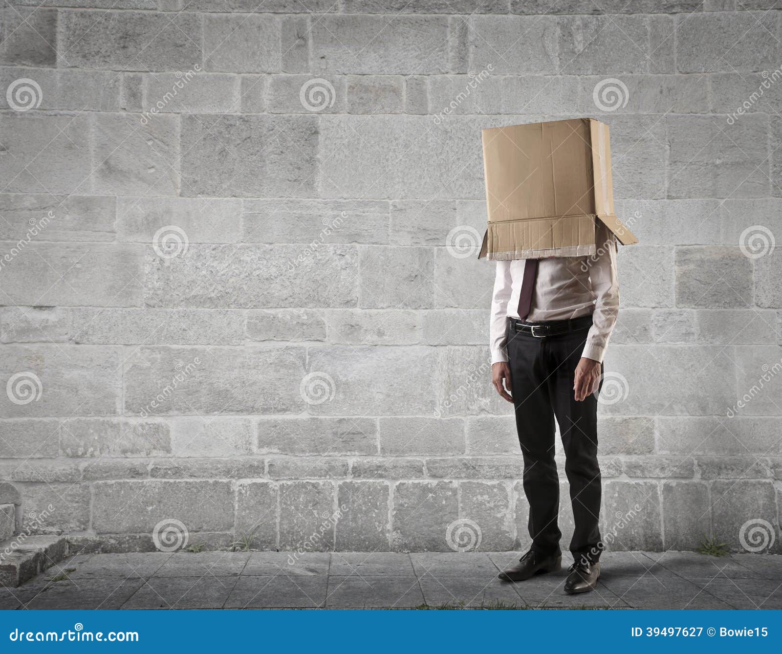 Businessman with a Box on His Head Stock Image - Image of head, ironic ...